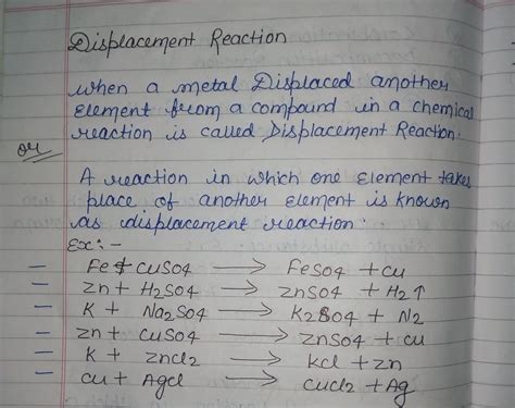 Displacement Reaction Examples