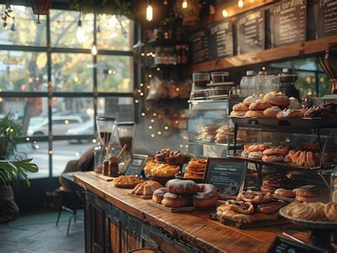 Premium Photo A Warm Inviting Scene Of A Bustling Bakery Within A