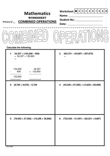 Ks2 Combined Operations Teaching Resources