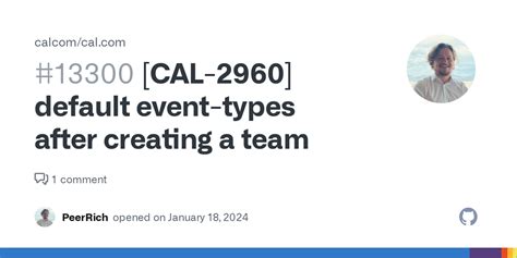 Cal 2960 Default Event Types After Creating A Team · Issue 13300