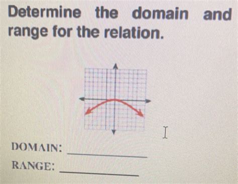 Solved Determine The Domain And Range For The Relation Domain