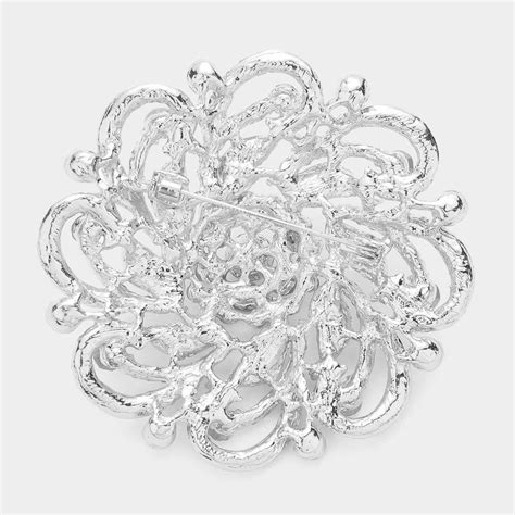 Pave Flower Pin Brooch