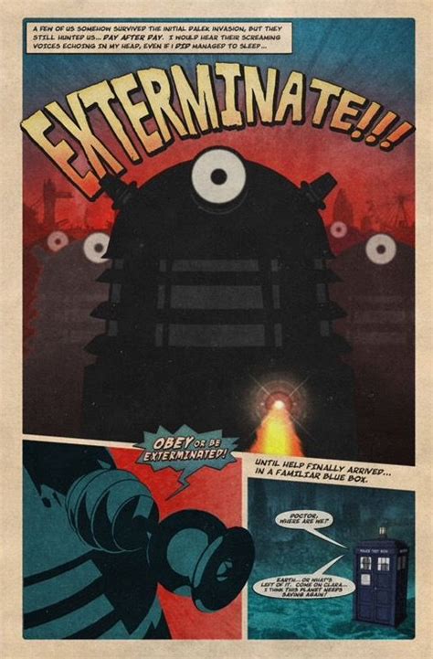 Dalek Vintage Comic Book Page Illustration Daleks By Thearteye