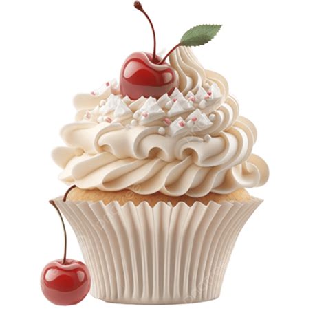 체리 크림 컵케익 절묘한 3d 체리 케이크 크림 케이크 컵 케이크 Png 일러스트 및 이미지 에 대한 무료 다운로드
