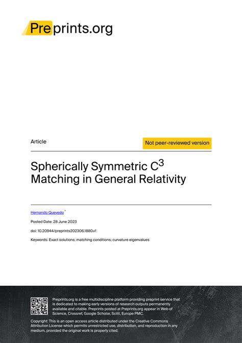 Pdf Spherically Symmetric C3 Matching In General Relativity
