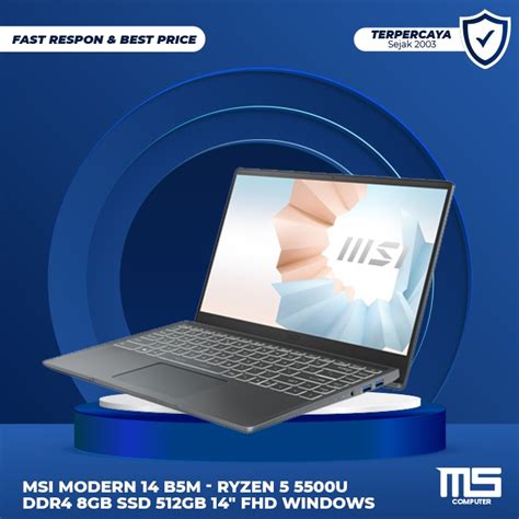 Jual Msi Modern 14 B5m Ryzen 5 5500u Ddr4 8gb Ssd 512gb 14 Fhd