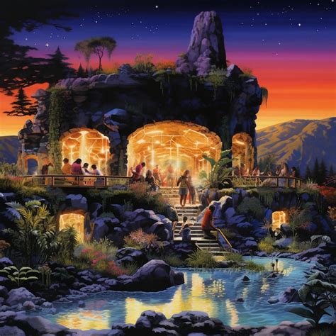 Premium Photo Diverse Individuals Immersed In Vibrant Hot Springs In