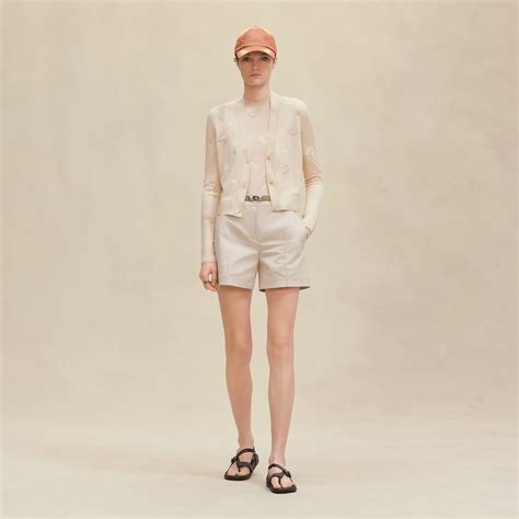 Hermès Candy Libris Bandana Light Long Sleeve Cardigan Blanc Cygne