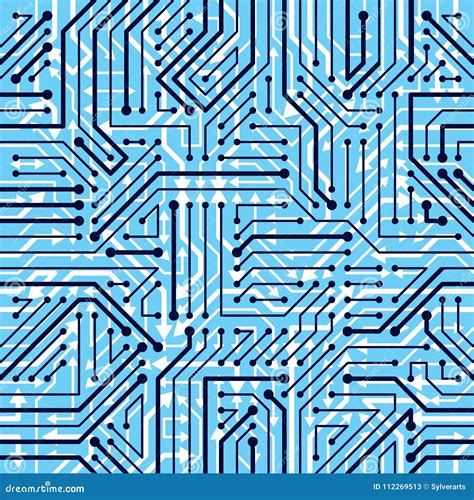 Motherboard Board Seamless Pattern Vector Background Circuit B Stock