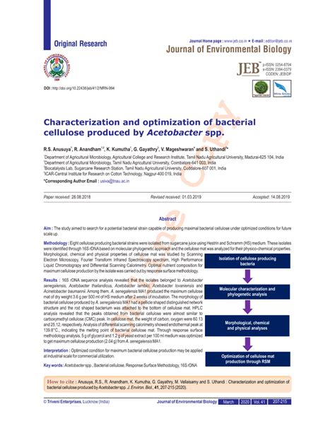 Pdf Characterization And Optimization Of Bacterial Cellulose Produced