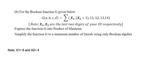 Solved B For The Boolean Function G Given Below Gabcd