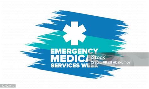 5 월 응급 의료 서비스 주간 미국에서 매년 축하 제어 및 보호 의료 의료 디자인 포스터 카드 배너 및 배경 벡터 일러스트레이션 5월에 대한 스톡 벡터 아트 및 기타 이미지