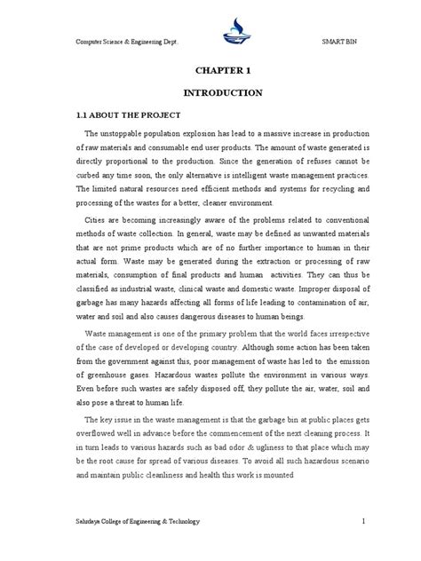 1 1 about the project computer science and engineering dept smart bin