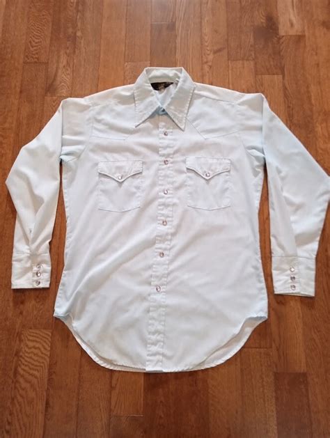 Vintage 1970s Sears Mens Pearl Snap Western Shirt In Gem