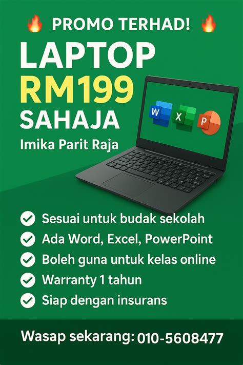 Imika 🔥 Promo Terhad 🔥 Laptop Rm199 Sahaja ‼️ 📍 Imika Parit Raja Sesuai Untuk Budak Sekolah