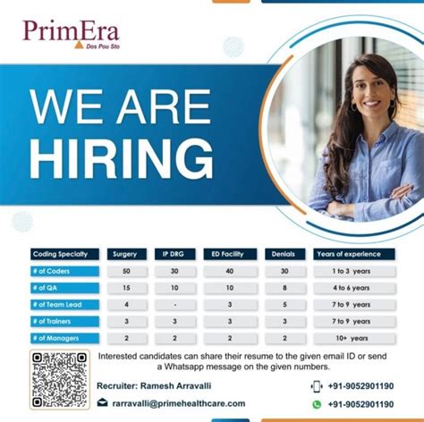 Dara Ramesh On Linkedin Primera Hiring Experienced Medical Coders Into
