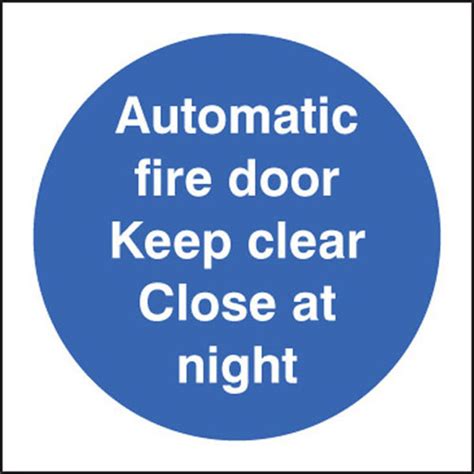 Slater Safety Automatic Fire Door Keep Clear Close At Night