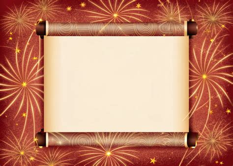 Elegant Scroll Banner With Firework Accents Scroll Background Festive Elegant Scroll Banner With Firework Accents Scroll Background Festive