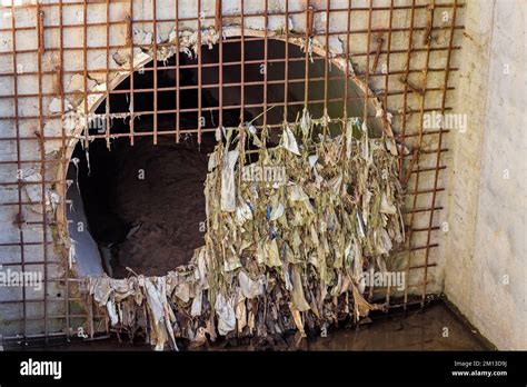 Storm Sewer Pipe Closed With Grating Broken Sewer Entrance Plastic