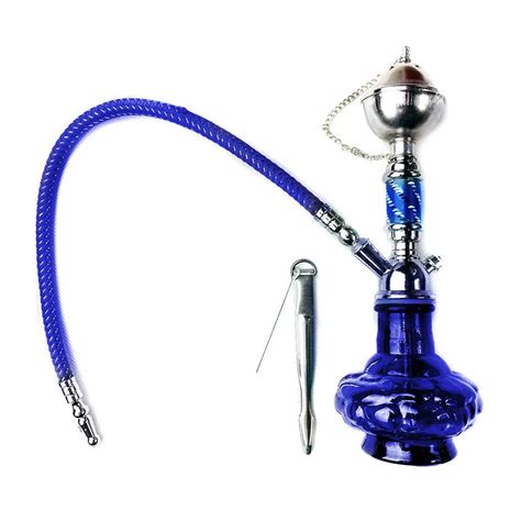 Silver Blue Mini Glass Hookah Portable Shisha Water Hookah Smoking