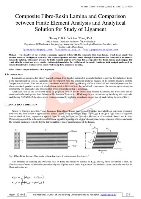 Pdf Composite Fibre Resin Lamina And Comparison Between Finite Element Analysis And Analytical
