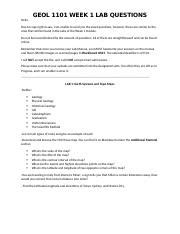 GEOL 1101 Week 1 Lab Questions Summer I Docx GEOL 1101 WEEK 1 LAB
