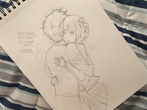 Mc Sayori Hug Concept Sketch 11th Ddlc Art Sketch Rddlc