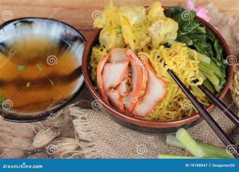 Egg Noodles With Pork And Dumpling Is Delicious Stock Image Image Of