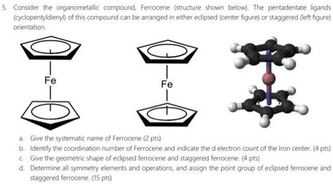 5 Consider The Organometallic Compound Ferrocene Structure Shown Below The Pentadentate