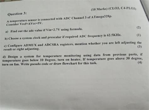 Solved Question A Temperature Sensor Is Connected With Chegg Com