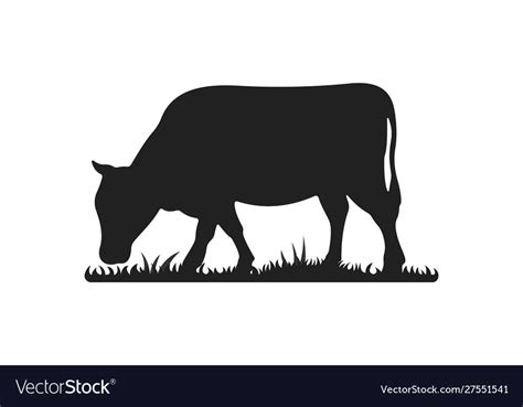 Cow Silhouettes On Grass Grazing Meadow Royalty Free Vector