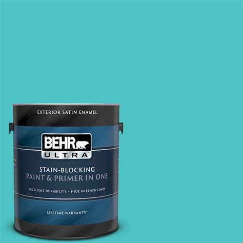 Behr Ultra 1 Gal 500b 4 Gem Turquoise Satin Enamel Exterior Paint And