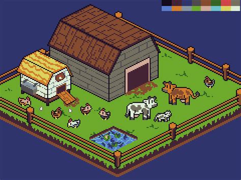 Isometric Farm Restricted Palette R Pixelart