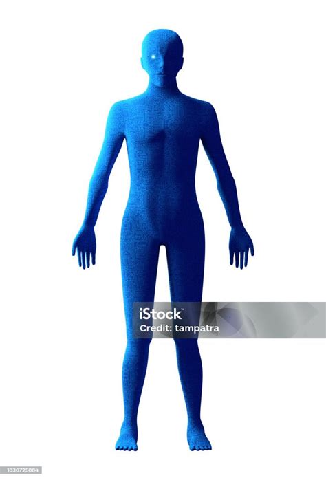 흰색 배경에 고립 된 바이너리 코드와 인간의 블루 회로 인공 지능 디지털 컴퓨터 기술 개념에 높은 기술 3d 그림입니다 3차원 형태에 대한 스톡 사진 및 기타 이미지