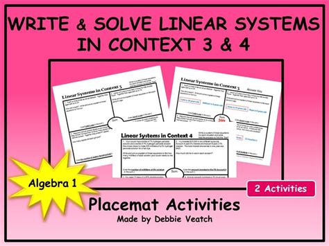 Write Solve Linear Systems Context Age Percent Algebra Digital Percent Word