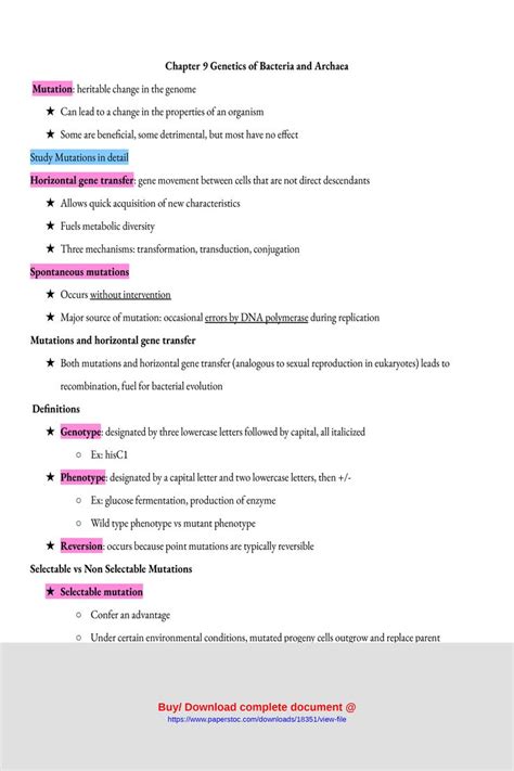 BIOL 2051 Chapter 9 Outline Genetics Of Bacteria And Archaea