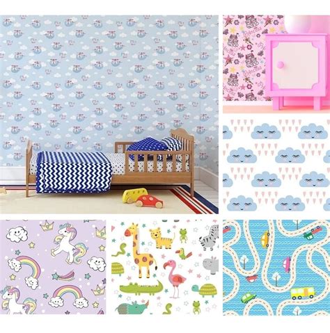 Papel De Parede Adesivo Lavável Infantil Diversos 5mx45cm MercadoLivre