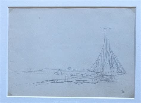 Pierre Bonnard Original Drawing Sea Landscape Sailing Ship Mediterrane