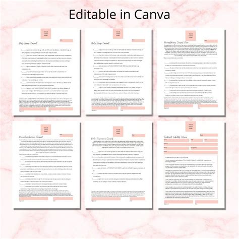 Business Notebooks Business Planner Consent Forms Dermaplaning