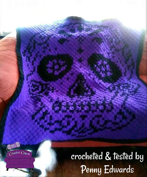 Sugar Skull Afghan 2 Colors C2C Crochet Pattern