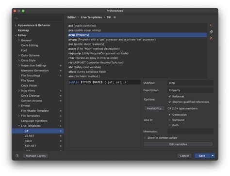 Add A Rider C Live Template For A Property With Getter And Initializer