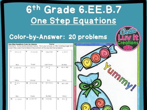 Solving Equations One Step Equations No Negatives Color By Number Teaching Resources