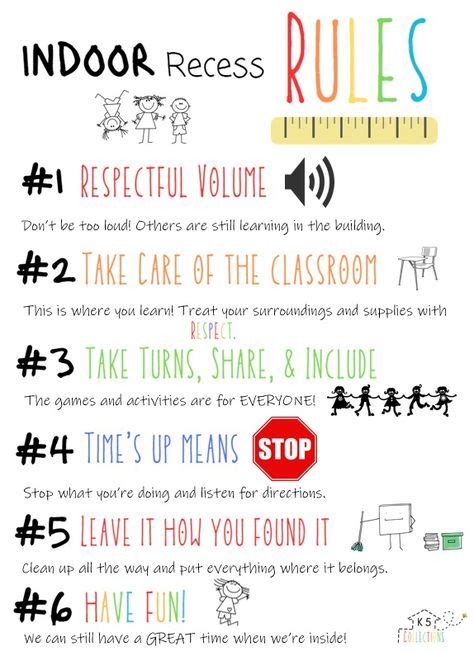 Indoor Recess Rules Anchor Chart Recess Rules Indoor Recess Recess Activities