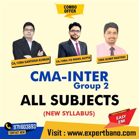 CMA Inter Group 2 All Subjects Combo By CA CMA Santosh Kumar CA CMA CS