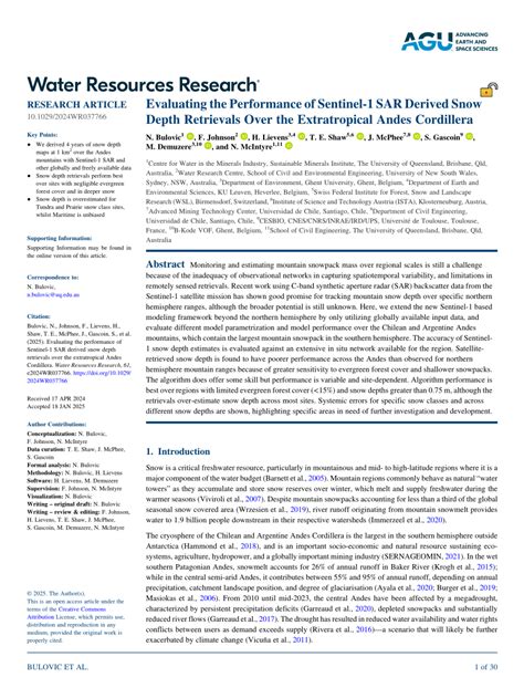 Pdf Evaluating The Performance Of Sentinel‐1 Sar Derived Snow Depth