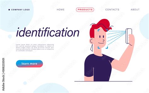 Landing Page Design With Face Identification And Id Recognition Concept