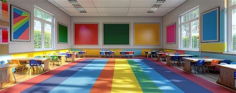 Clean Classroom With Colorful Posters Premium Ai Generated Image