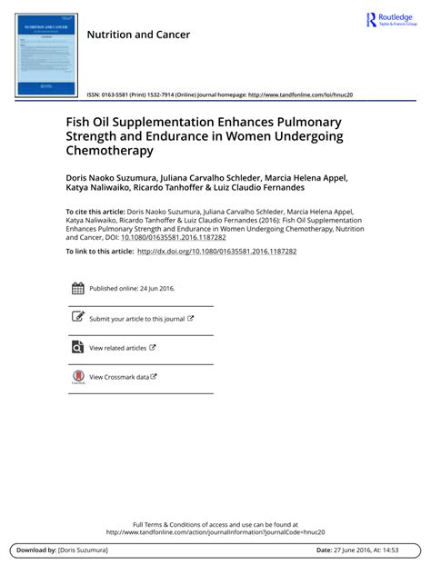 Pdf Fish Oil Supplementation Enhances Pulmonary Strength And