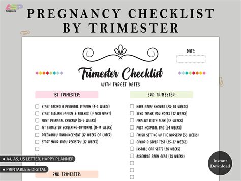 Pregnancy Trimester Checklist Pregnancy To Do List First Second