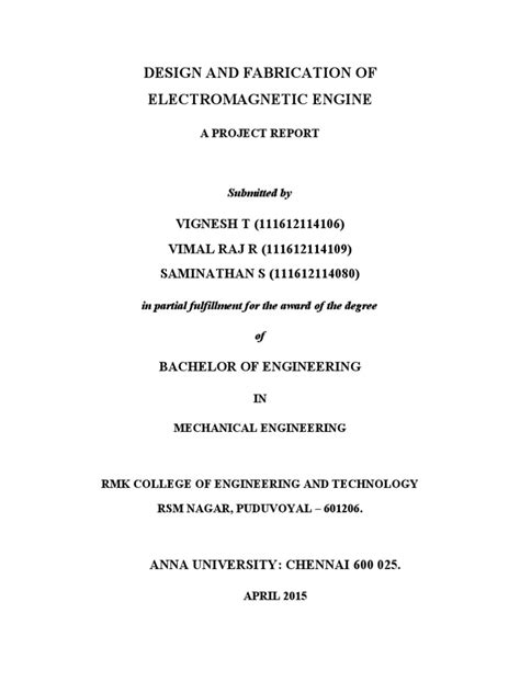 Design And Fabrication Of Electromagnetic Engine Pdf Internal
